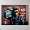 Pastel 1980's Man Mullet Boombox Poster | Zazzle