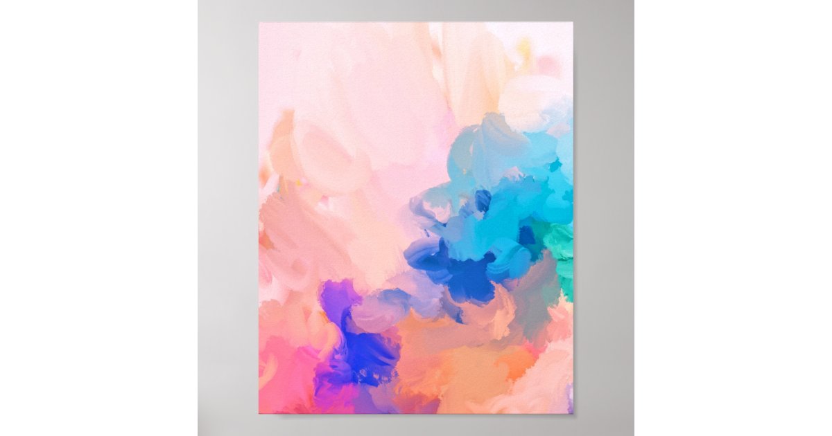 Pastel Abstract Art Modern Colorful Poster | Zazzle