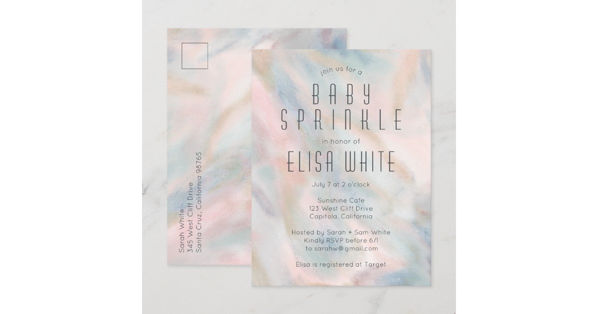 Pastel Abstract Elegant Chic CUSTOM BABY SPRINKLE Invitation Postcard ...