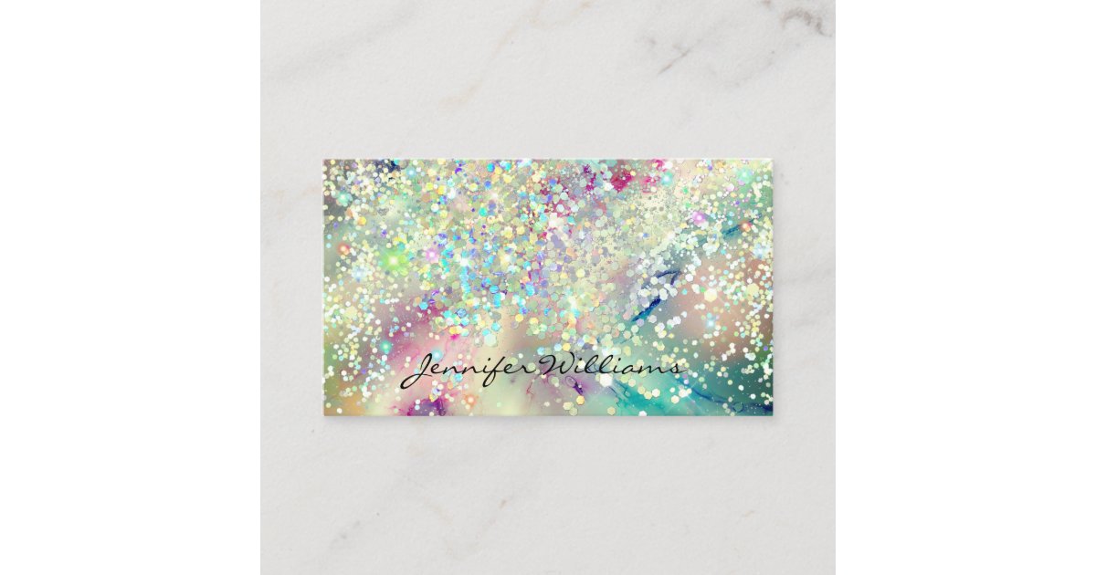 Pastel Alcohol Ink Holographic Glitter Elegant Business Card | Zazzle