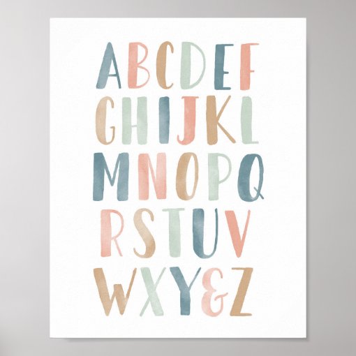 Pastel Alphabet ABC Girl Nursery Decor | Zazzle