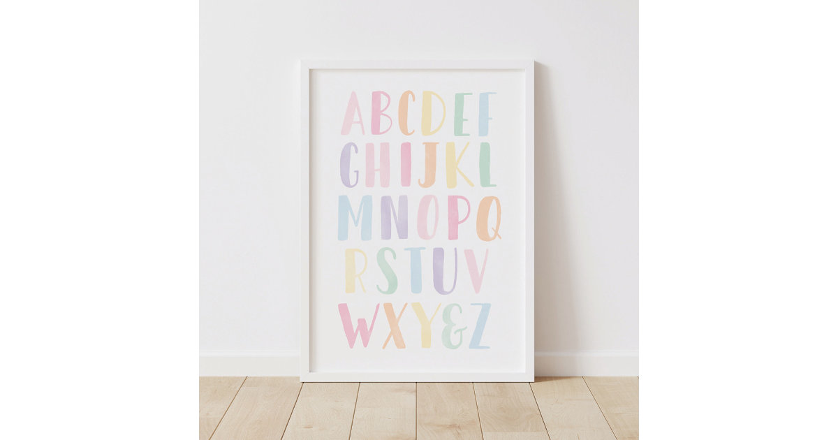 Pastel Alphabet Girls Room Poster | Zazzle
