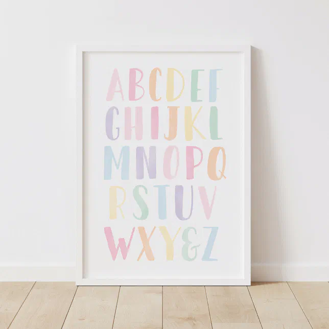 Pastel Alphabet Girls Room Poster | Zazzle