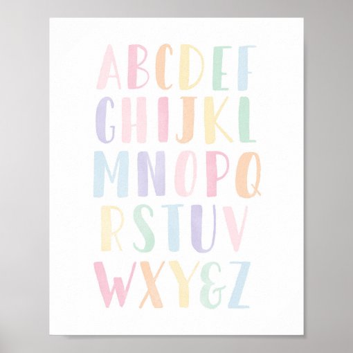 Pastel Alphabet Girls Room Poster | Zazzle