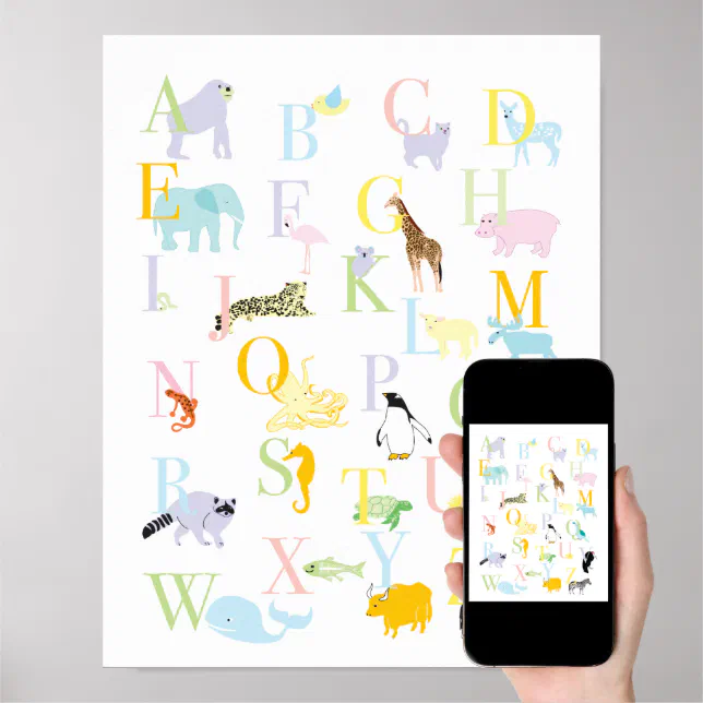 Pastel Animal ABC Print | Zazzle