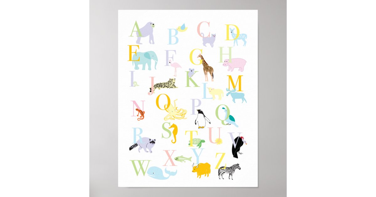 Pastel Animal ABC Print | Zazzle