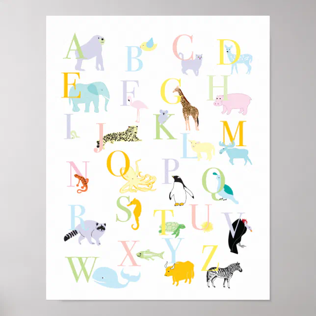 Pastel Animal ABC Print | Zazzle