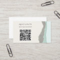 Pastel Aqua Grey Kraft Mountain Wave QR Code Business Card | Zazzle