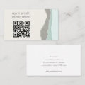 Pastel Aqua Grey Kraft Mountain Wave QR Code Business Card | Zazzle
