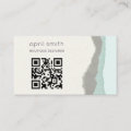 Pastel Aqua Grey Kraft Mountain Wave QR Code Business Card | Zazzle