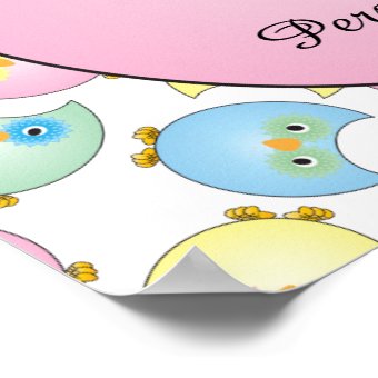 Pastel Baby Owl Nursery Theme in Pink Poster | Zazzle