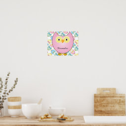 Pastel Baby Owl Nursery Theme in Pink Poster | Zazzle