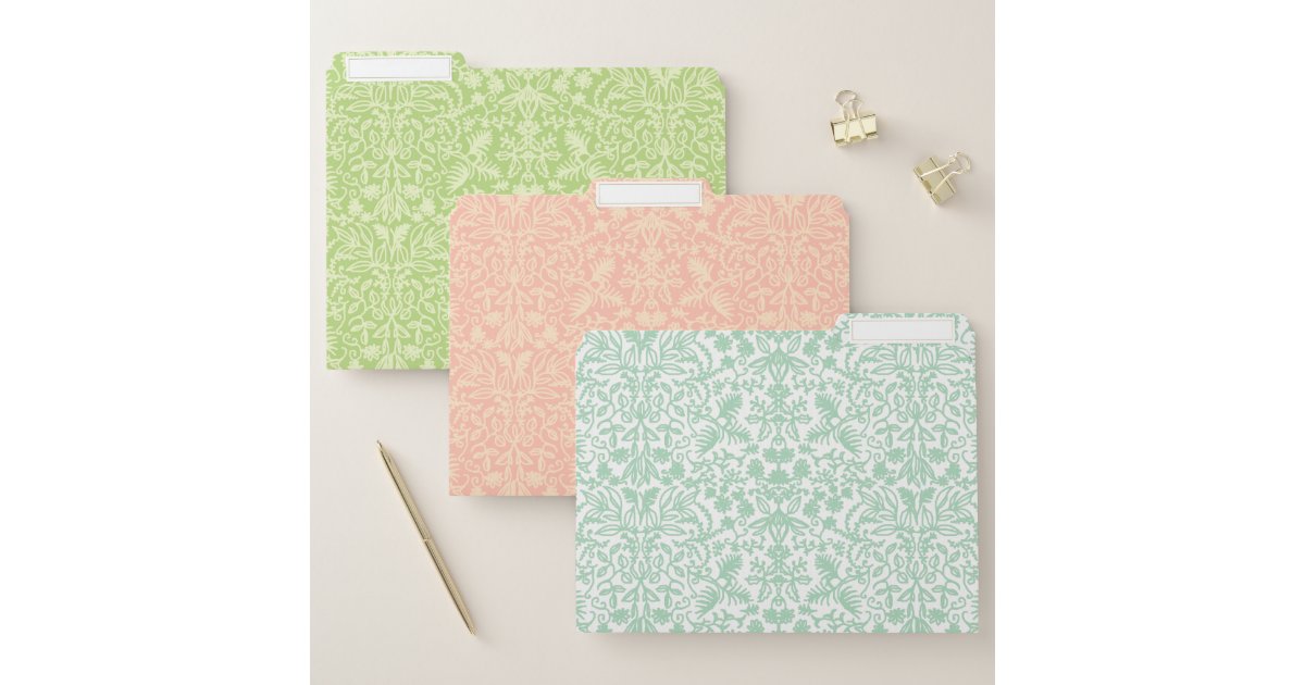 Pastel Baroque Botanical File Folders | Zazzle