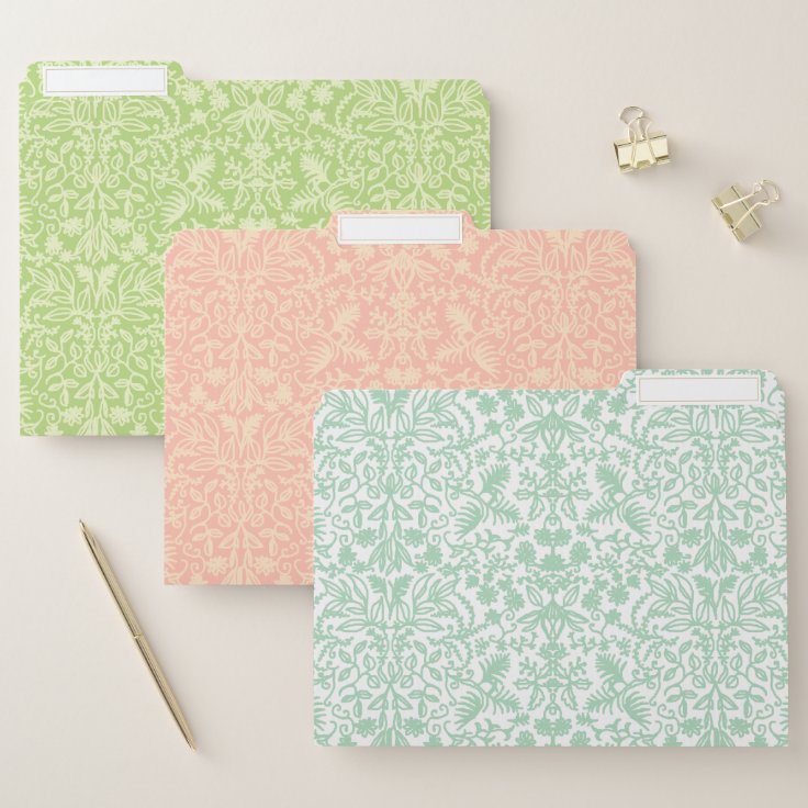 Pastel Baroque Botanical File Folders | Zazzle