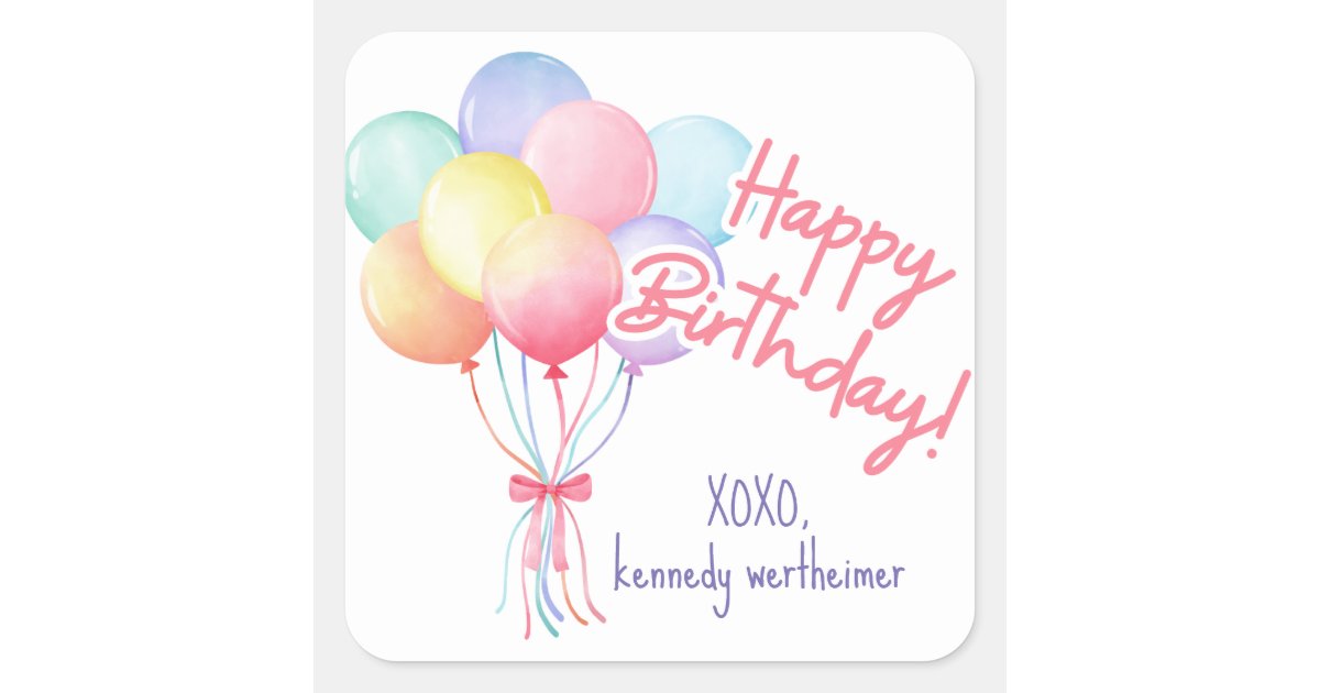 Pastel Birthday Balloons Sticker | Zazzle
