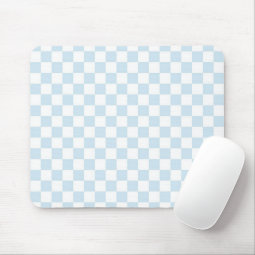 Pastel Blue and White Checkerboard Mouse Pad | Zazzle