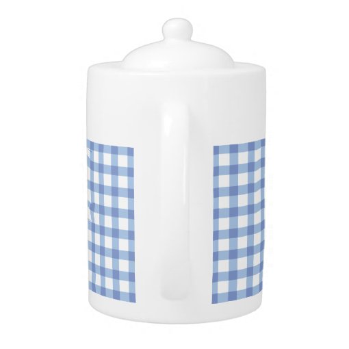 Pastel Blue Gingham Check Pattern Teapot | Zazzle