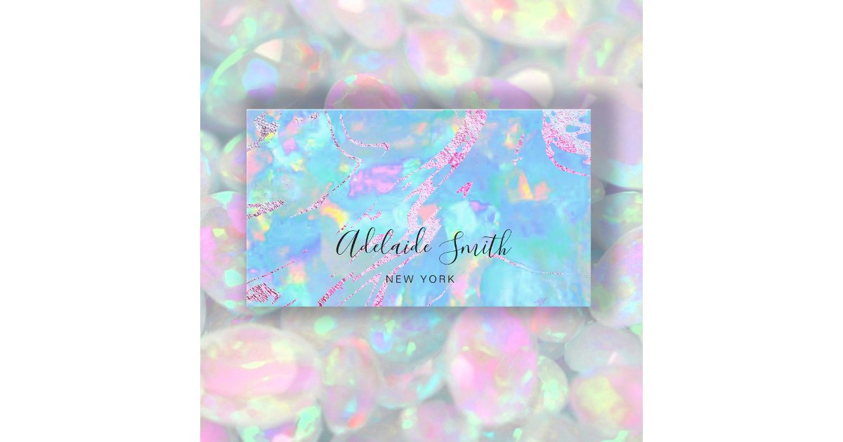 pastel blue opal stone photo Business Card | Zazzle