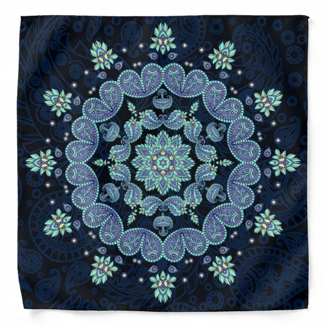 Pastel Blue Paisley Kaleidoscope Bandana | Zazzle