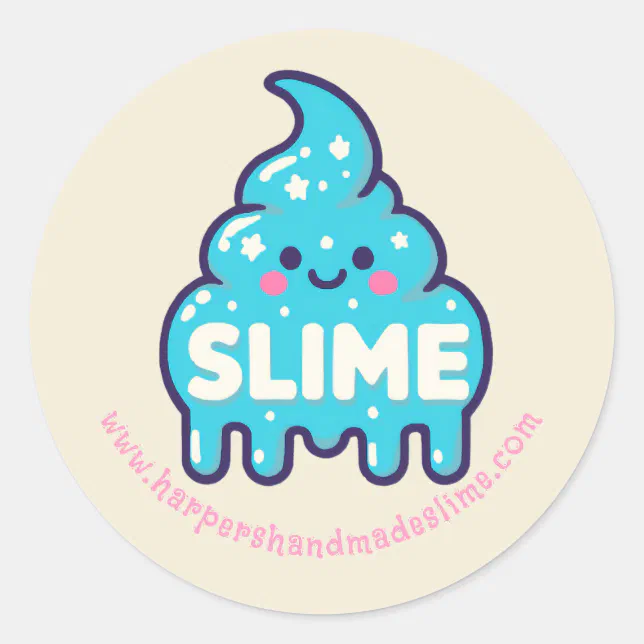 pastel blue slime template logo classic round sticker | Zazzle