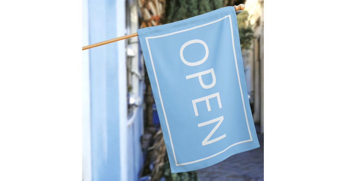 Pastel Blue Small Business Open Sign Outdoor Flag | Zazzle