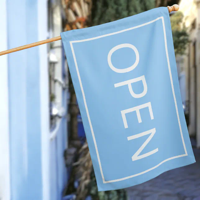 Pastel Blue Small Business Open Sign Outdoor Flag | Zazzle