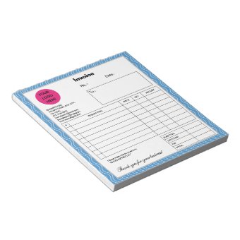 Pastel Blue Wave Company Business Invoice Note | Zazzle