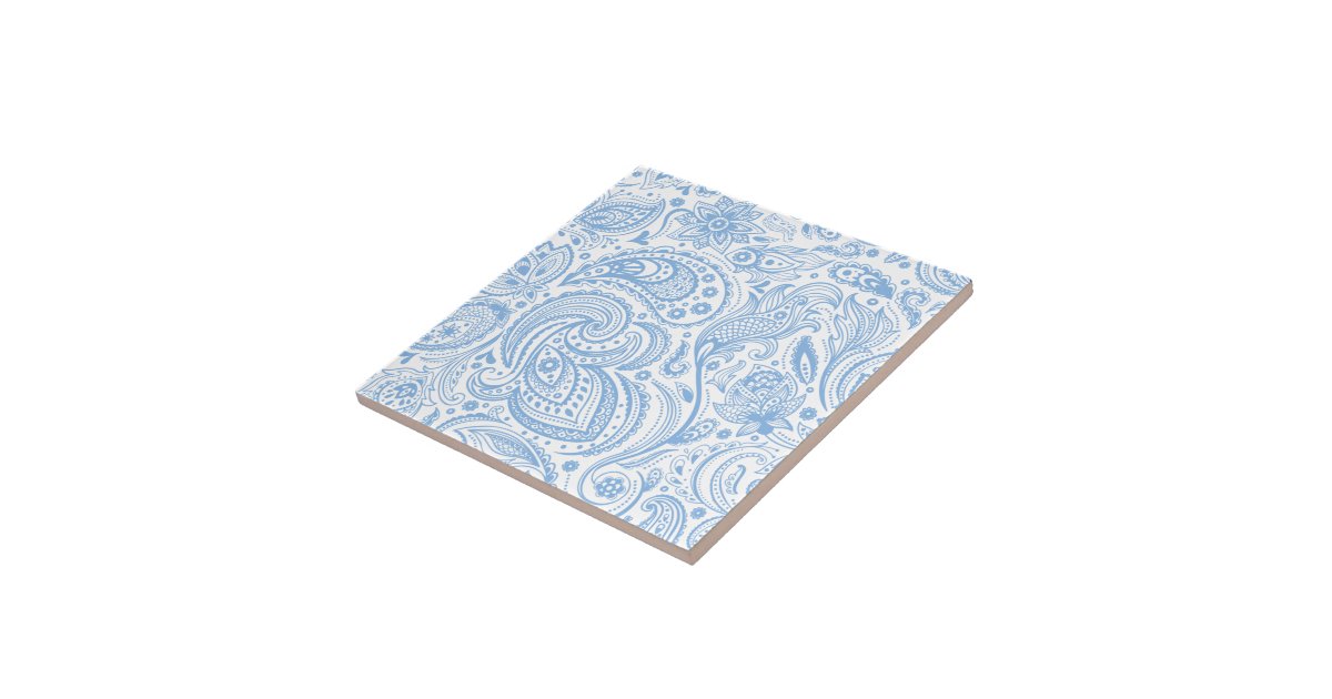 Pastel Blue & White Vintage Floral Paisley Pattern Ceramic Tile | Zazzle