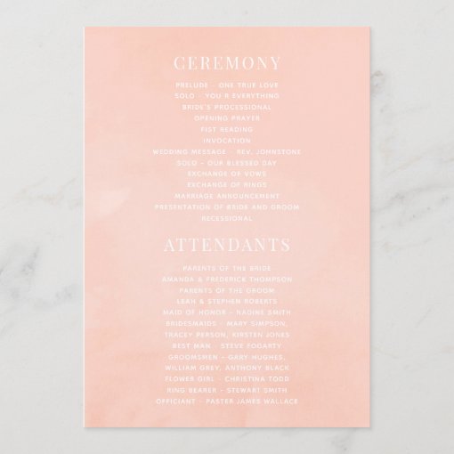 Pastel Blush Pink Floral Wedding Program | Zazzle