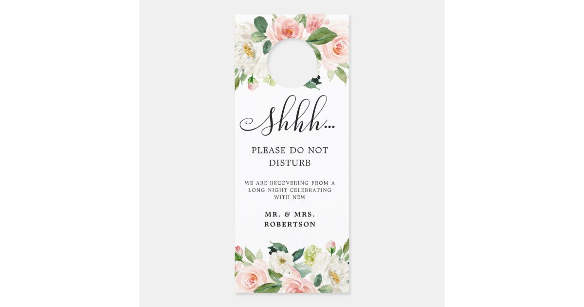 Pastel Blush Pretty Pink Floral Do not Disturb Door Hanger | Zazzle