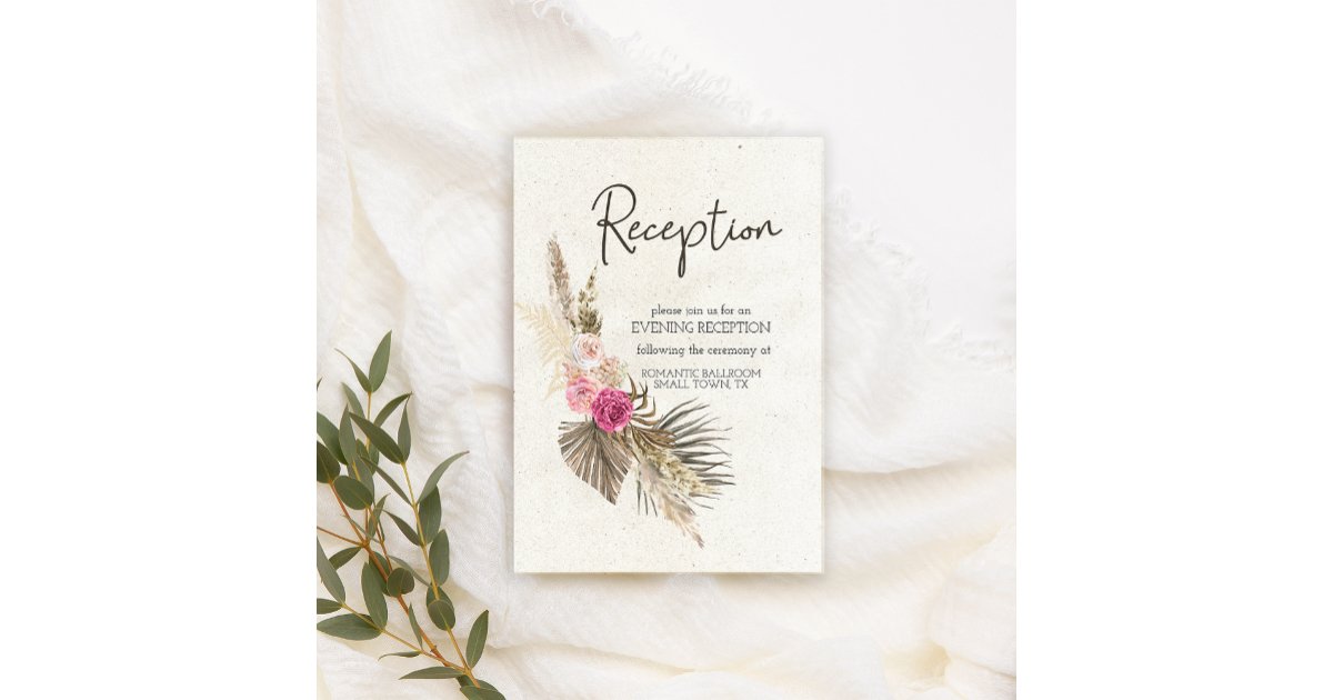 Pastel Boho Neutral Floral Wedding Enclosure Card | Zazzle