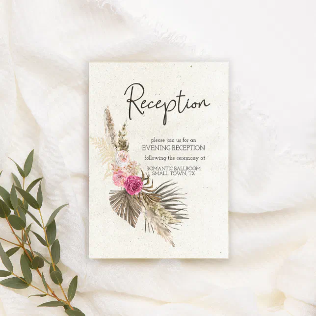 Pastel Boho Neutral Floral Wedding Enclosure Card | Zazzle