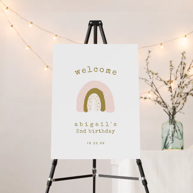 Pastel Boho Rainbow Girl Birthday Welcome Sign | Zazzle