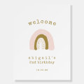 Pastel Boho Rainbow Girl Birthday Welcome Sign | Zazzle