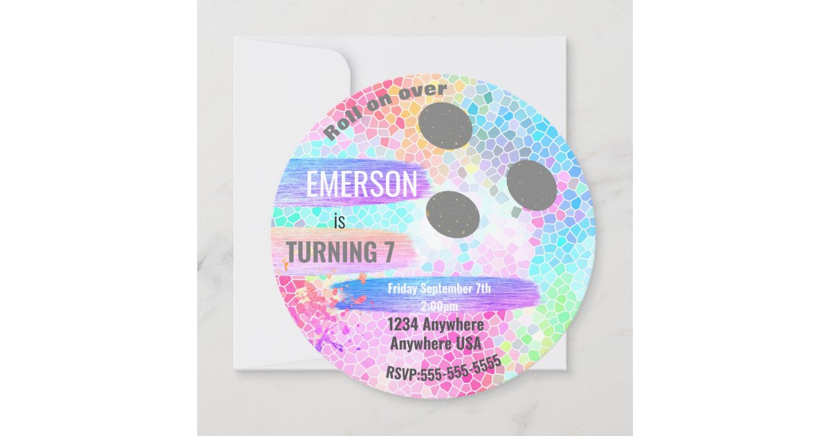 PASTEL BOWLING BALL bowling, birthday party Invitation | Zazzle