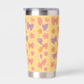 Pastel Bows & Flowers Pattern – Cute Yellow Girly Insulated Tumbler ...