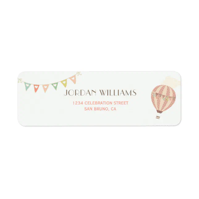 Pastel Bunting & Hot Air Balloons | First Birthday Label | Zazzle