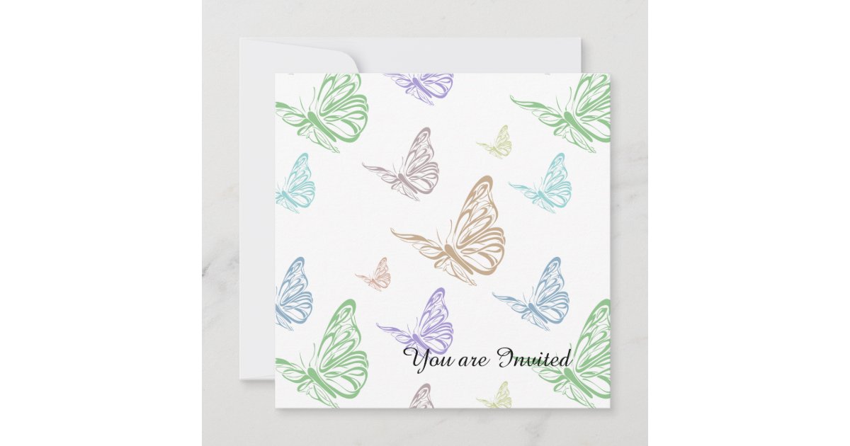Pastel Butterflies Invitation | Zazzle
