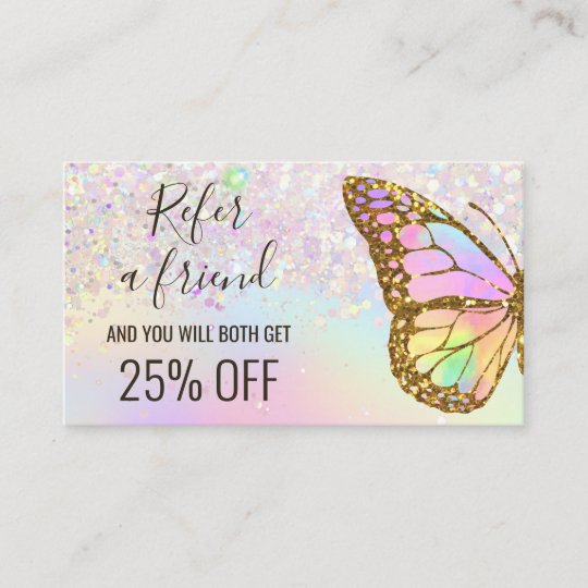 pastel butterfly refer a friend business card | Zazzle.com