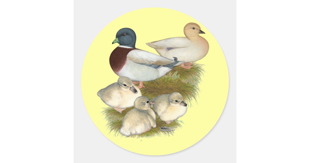 Pastel Call Duck Family Classic Round Sticker | Zazzle