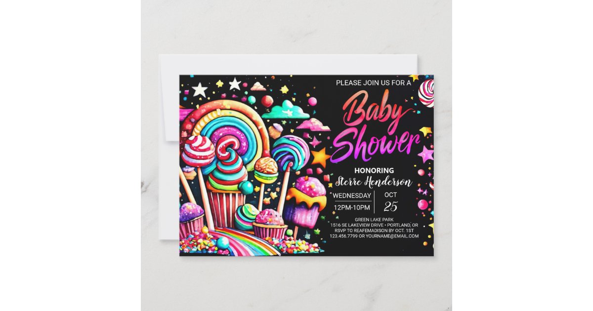 Pastel Candyland Baby Shower Invitation | Zazzle