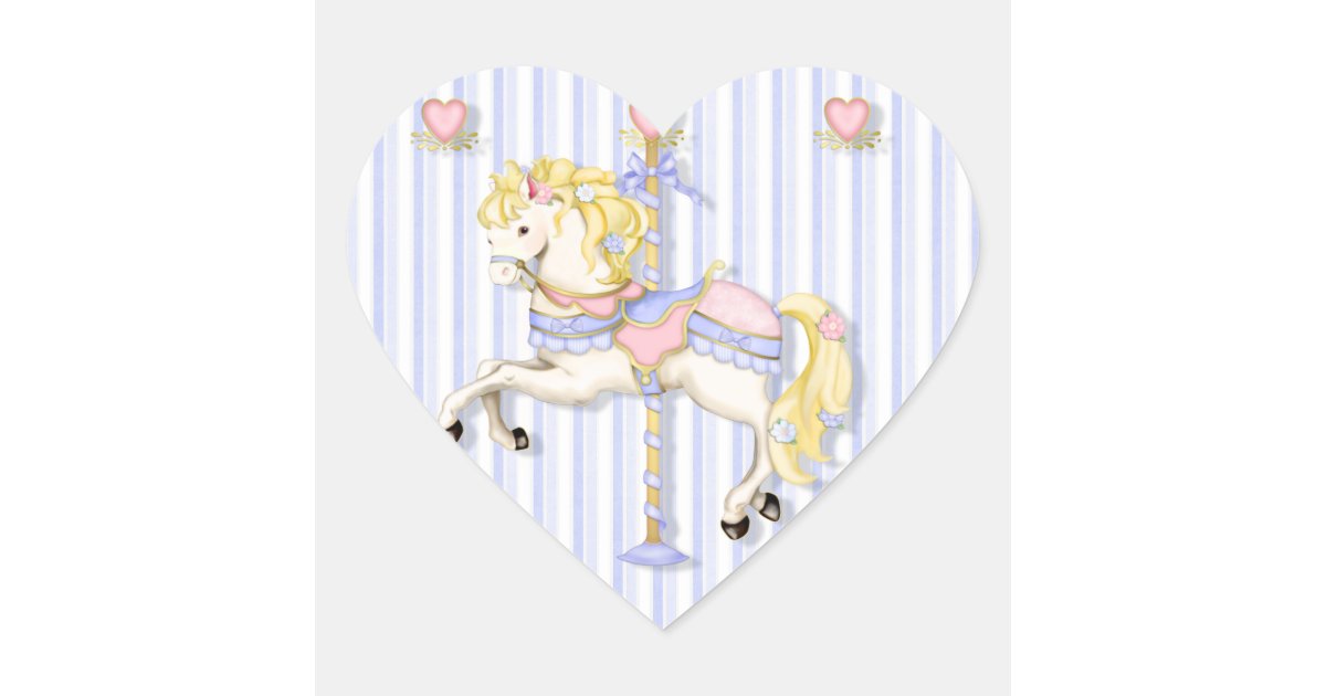 Pastel Carousel Pony Heart Sticker | Zazzle