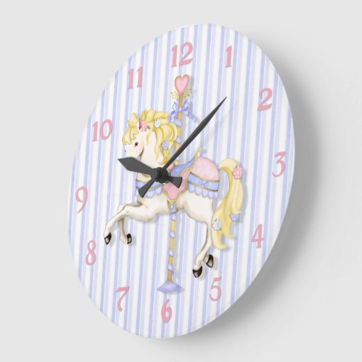 Pastel Carousel Pony Large Clock | Zazzle