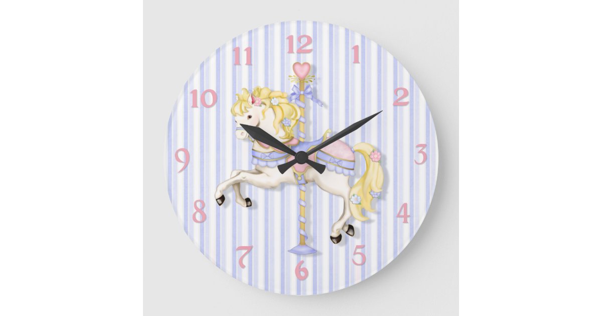 Pastel Carousel Pony Large Clock | Zazzle