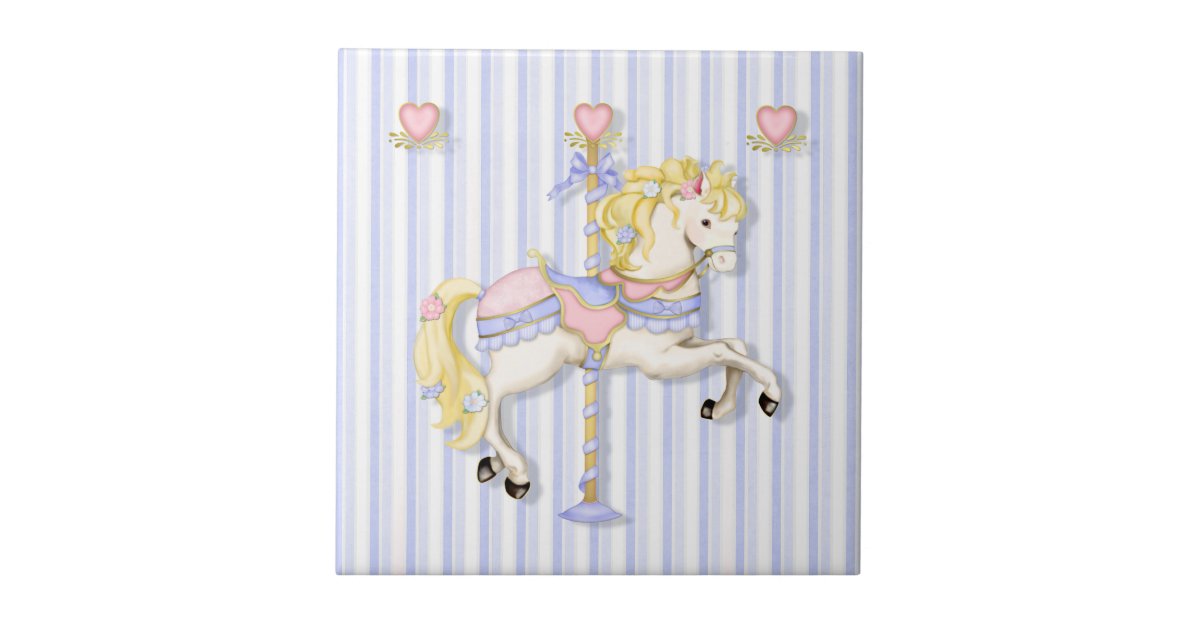 Pastel Carousel Pony Tile | Zazzle