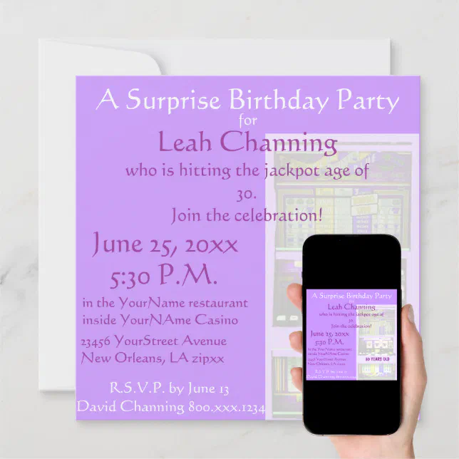 Pastel Casino Slot Machine Birthday Party Invitation | Zazzle