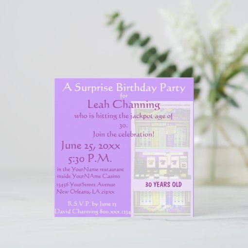 Pastel Casino Slot Machine Birthday Party Invitation | Zazzle