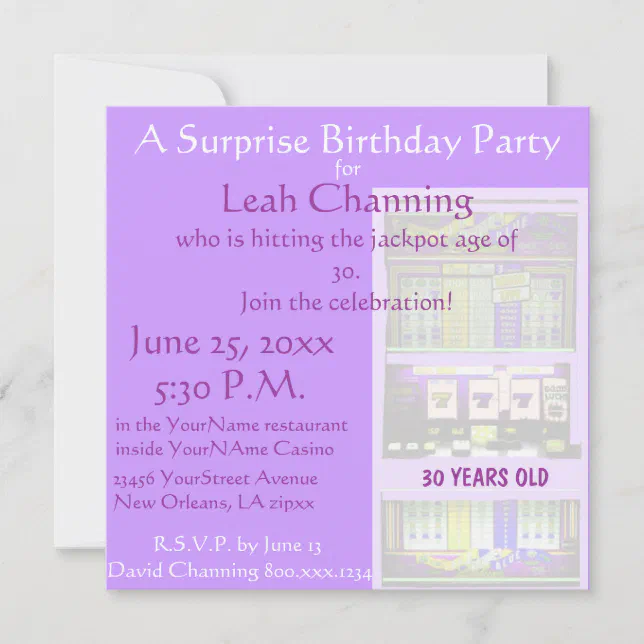 Pastel Casino Slot Machine Birthday Party Invitation | Zazzle