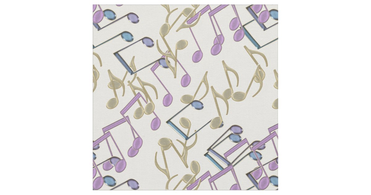 Pastel Chain Link Music Notes Pattern Fabric | Zazzle