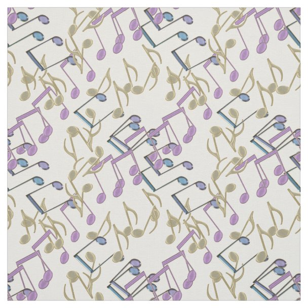 Gold Music Notes On White or Any Color Fabric | Zazzle